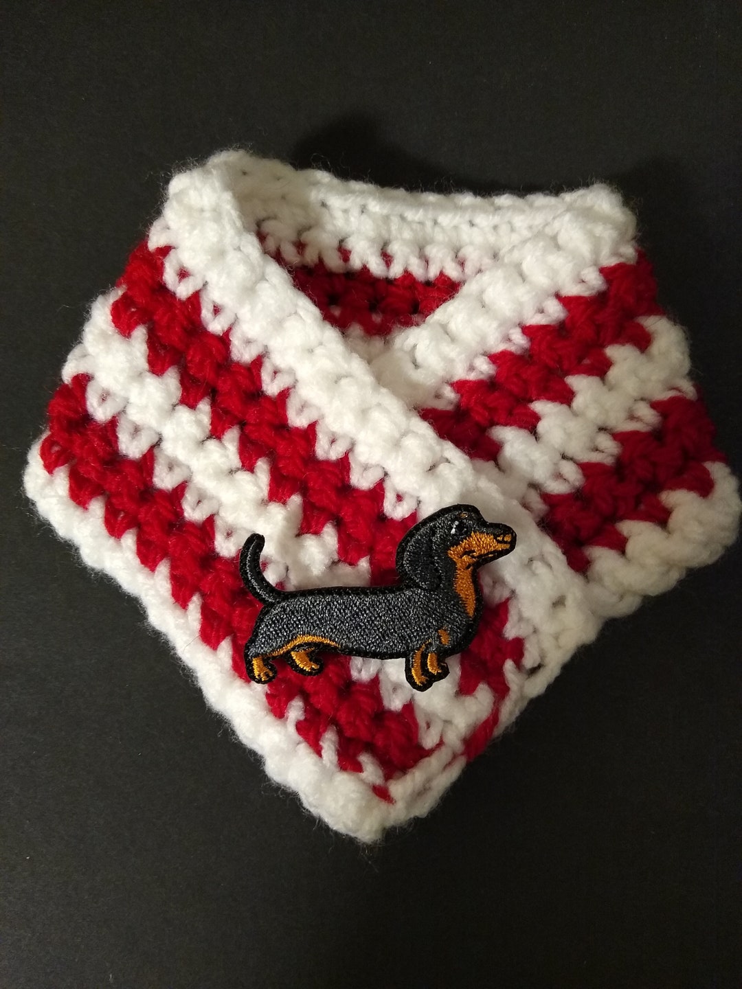 Festive Candy Cane 'miniature Sausage Dog Scarf' Red and White Stripe ...