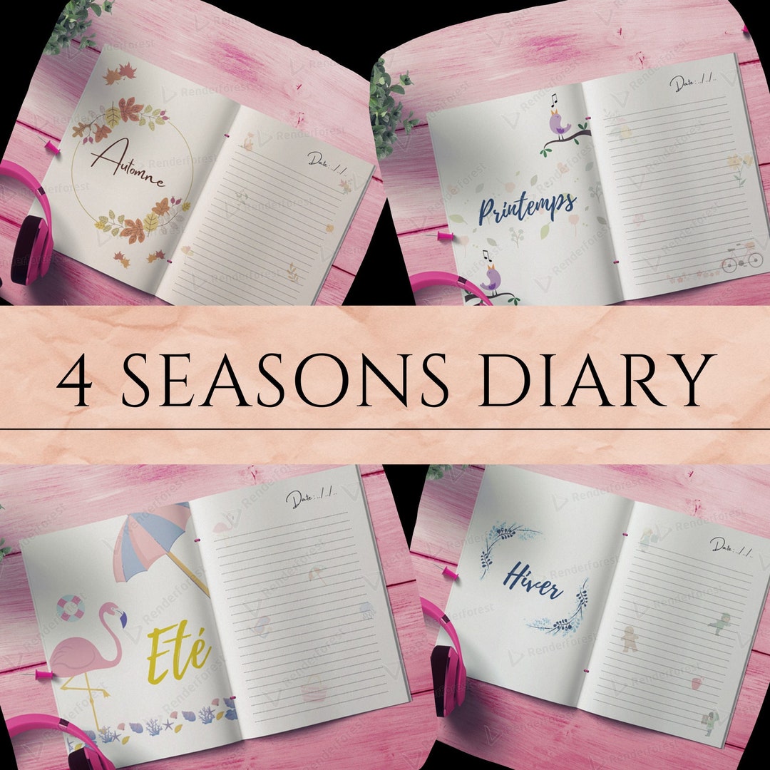 4 Diaries to Print, 4 Seasons, , Pdf, 4 Seasons Patterns, A5, A4, Girly ...