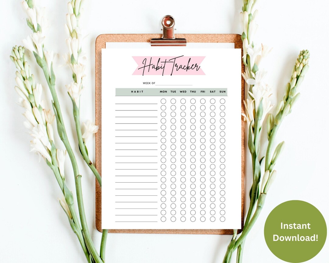 Weekly Habit Tracker Printable Portrait, Habit Tracker Template ...
