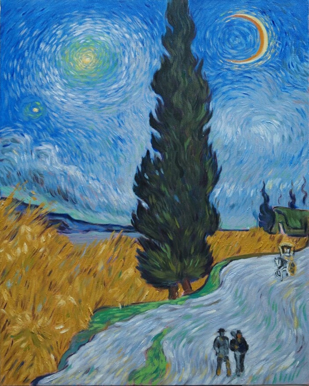 Vincent Van Gogh's Road With Cypress and Star (reproduction) Oil on ...