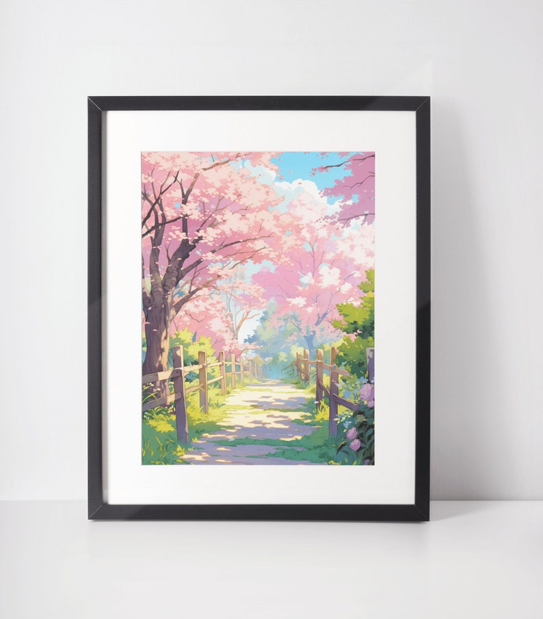 Anime Wall Art, Cherry Blossom Trees, Anime Background, Japanese Studio ...