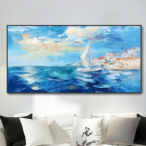 Hand Seascape Beach Oil Painting Palette Knife Thick Texture Modern ...