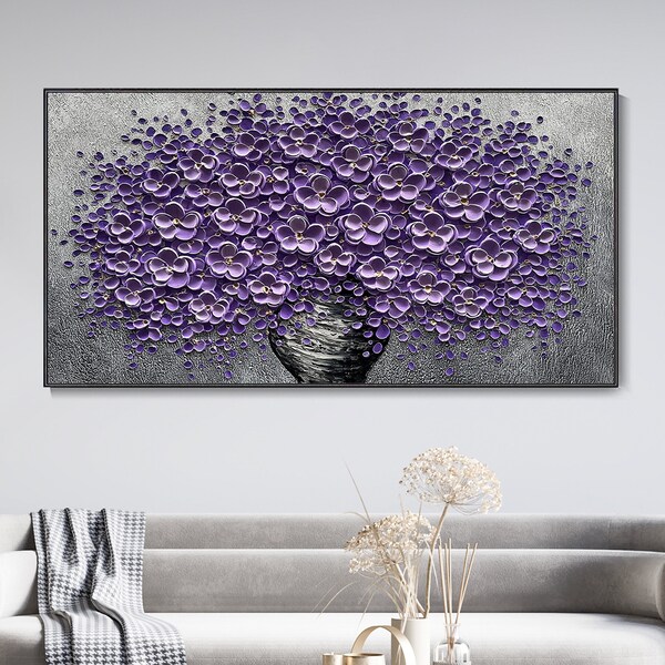Purple Flower Oil Painting - Etsy