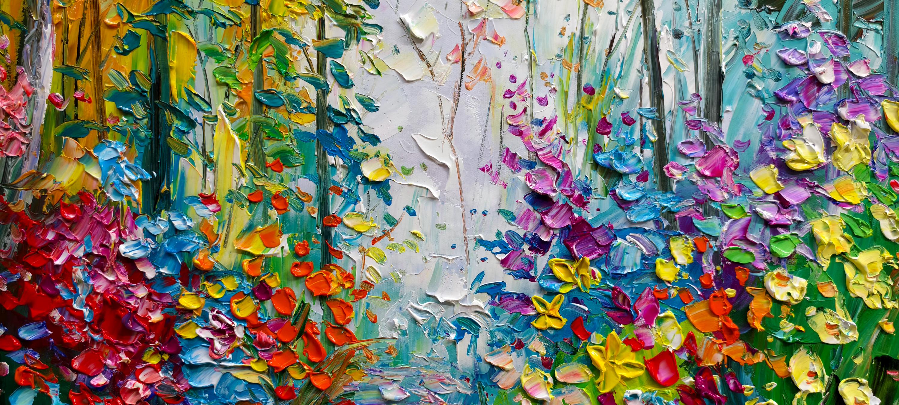 Colorful Forest Canvas Flower Oil Painting Abstract Floral Landscape ...