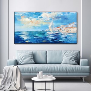 Hand Seascape Beach Oil Painting Palette Knife Thick Texture Modern ...