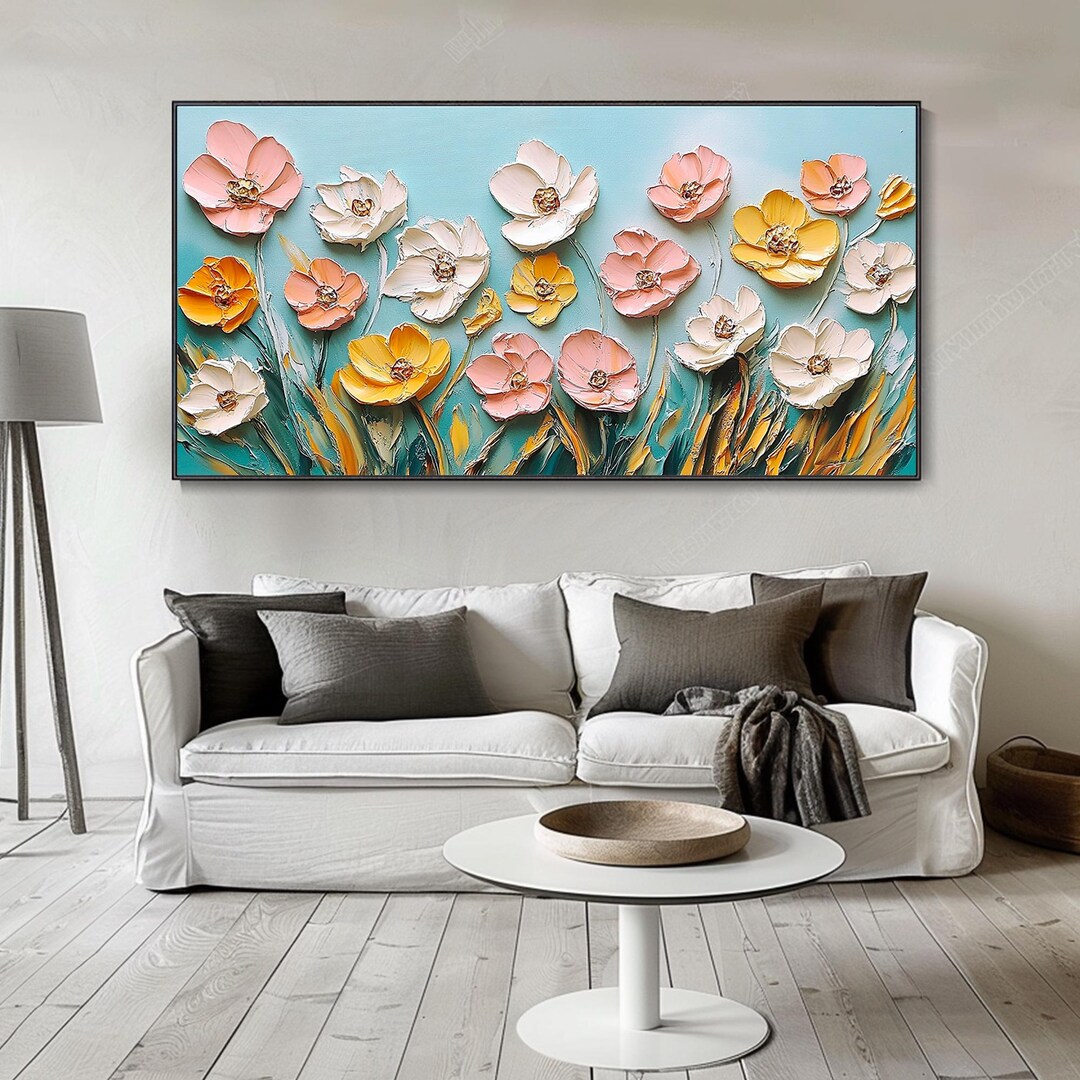 Original Floral Texture 3D Abstract Art Textured Canvas Wall Decor ...