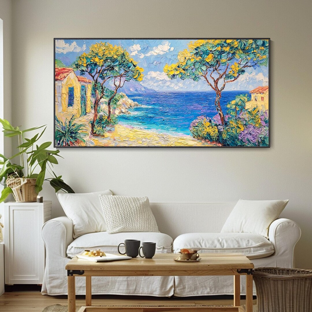 3D Thick Texture Hand Mediterranean Seascape Matisse Style Wall Art ...