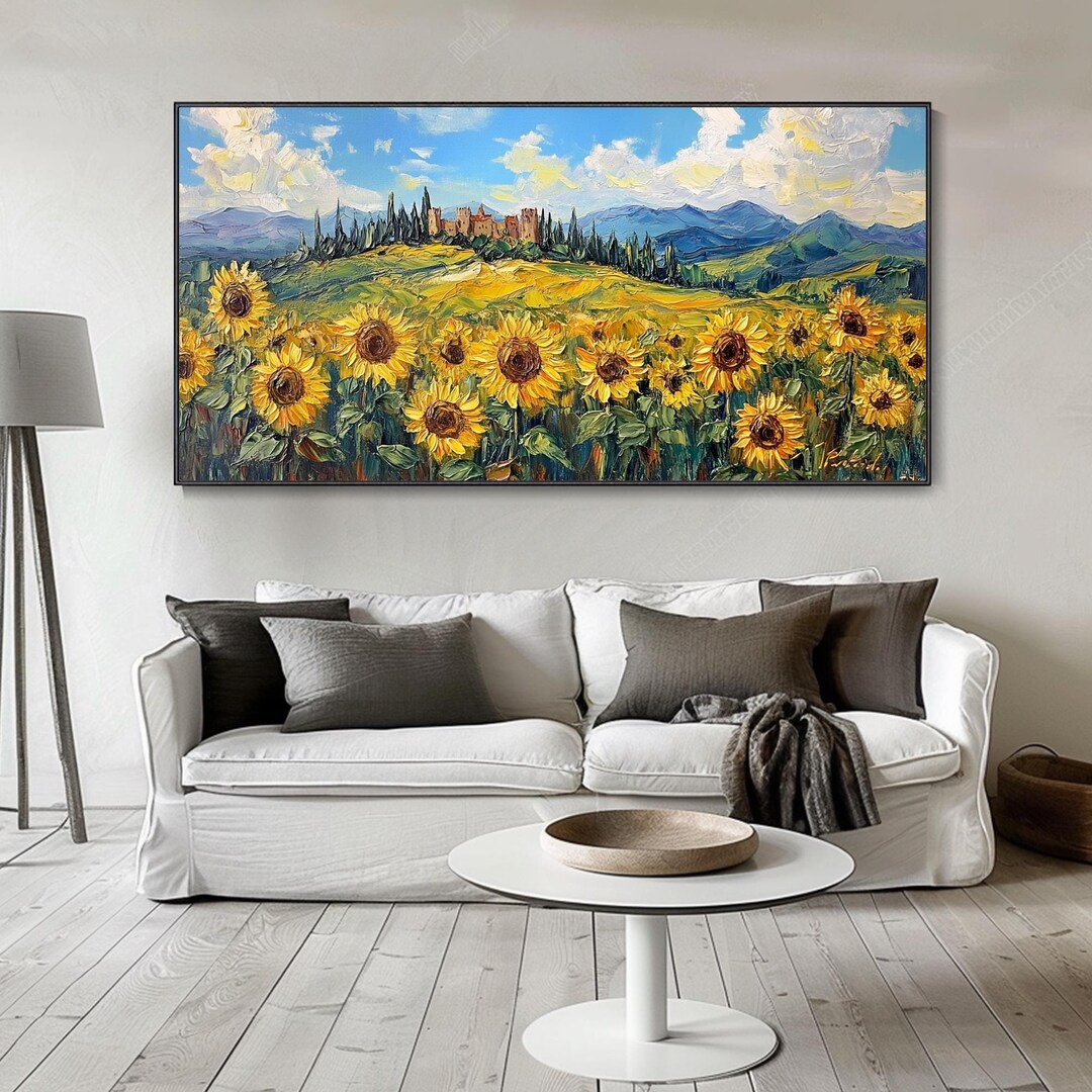 Abstract Sunflower Canvas Hand Oil Painting Sunburst Sunflower Decor ...