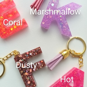 Initial Resin Keyring | Personalised Letter Keyring | Glitter Initial ...