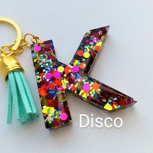 Initial Resin Keyring | Personalised Letter Keyring | Glitter Initial ...