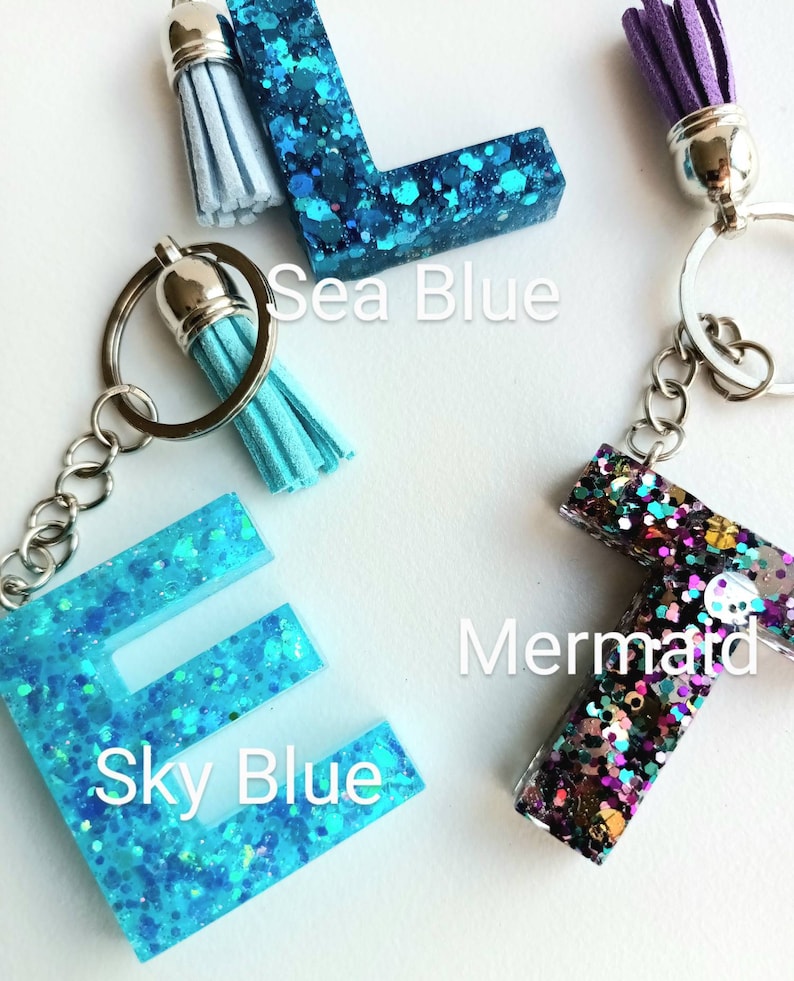 Initial Resin Keyring Personalised Letter Keyring Glitter - Etsy UK