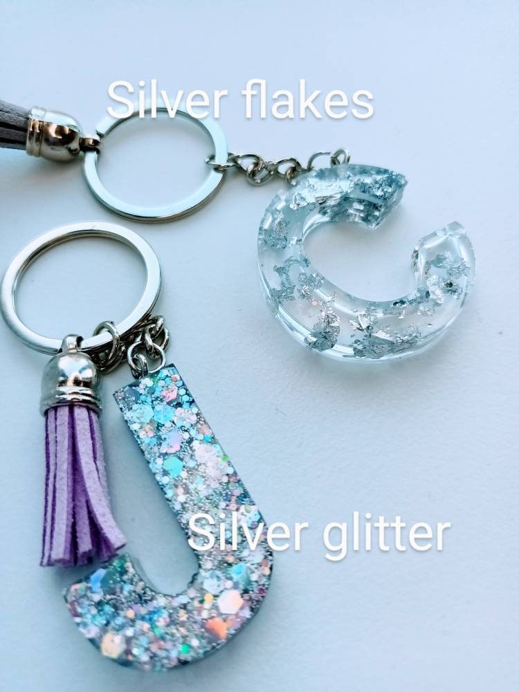 Initial Resin Keyring Personalised Letter Keyring Glitter - Etsy Canada