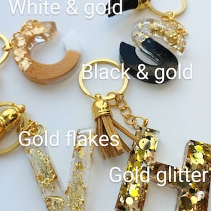 Initial Resin Keyring | Personalised Letter Keyring | Glitter Initial ...