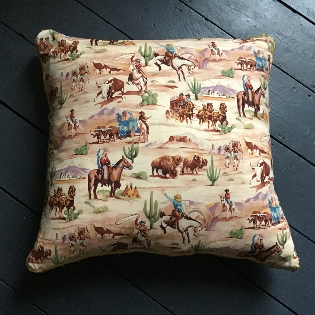 Handmade Western Cushion Pillow Cover With a Choice of Gold Fringing or ...