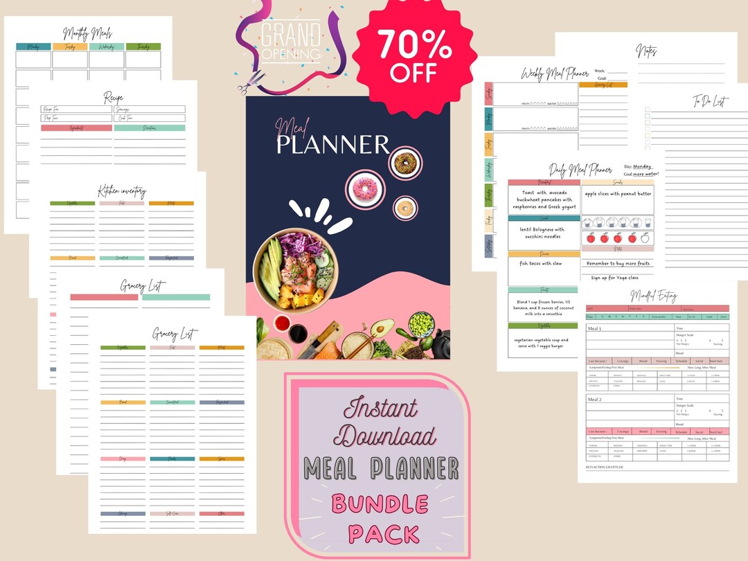 Printable Menu Daily Weekly Menu Planner Template. Grocery List ...