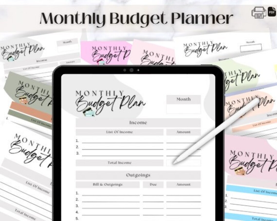 Monthly Budget Planner, Bill Tracker Instant Download, Minimal ...
