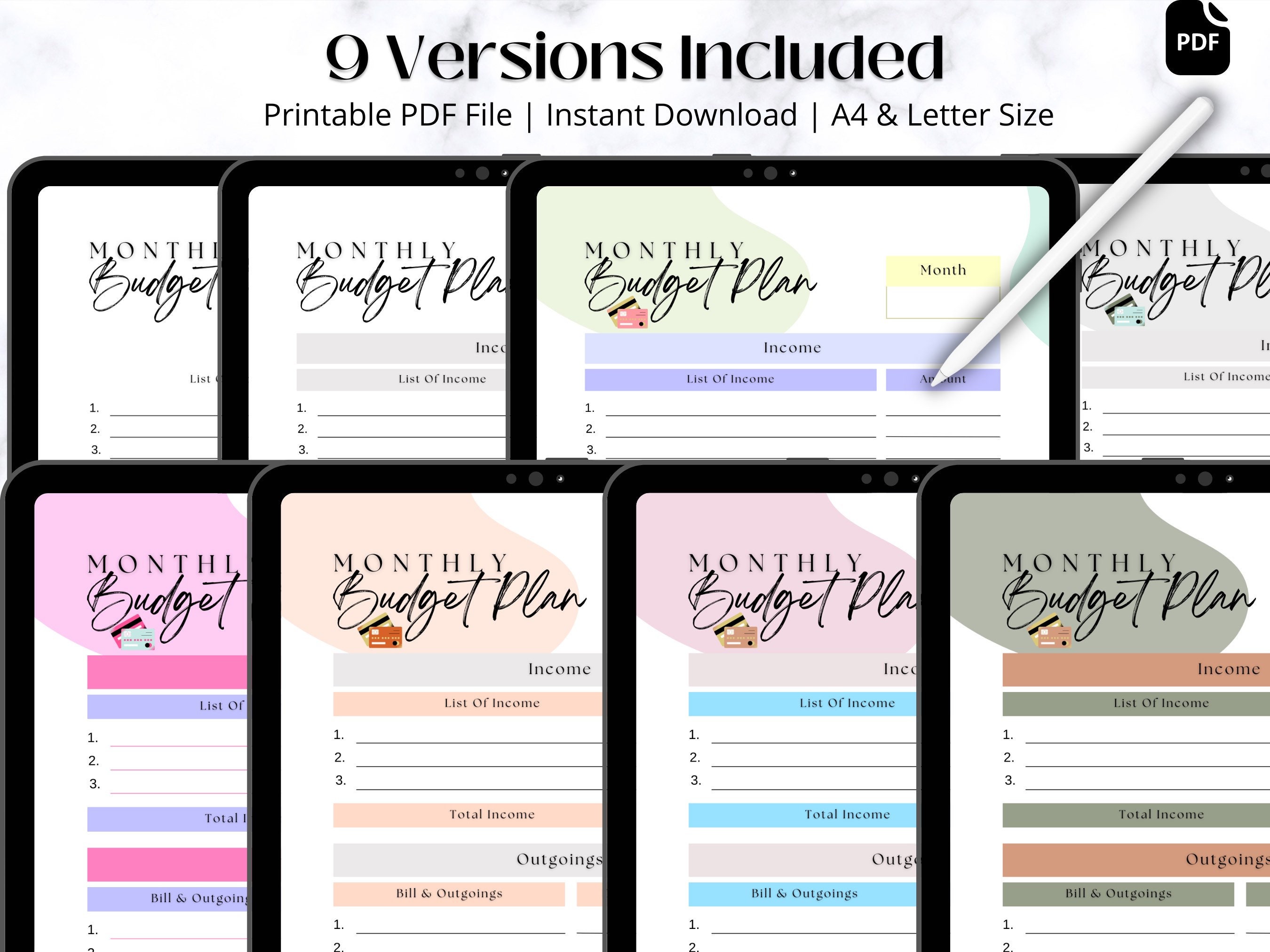 Monthly Budget Planner, Bill Tracker Instant Download, Minimal ...