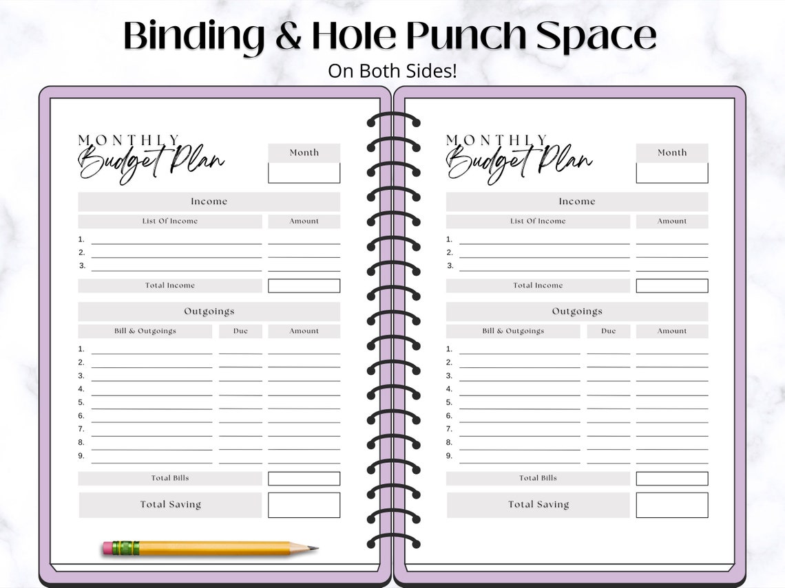 Monthly Budget Planner, Bill Tracker Instant Download, Minimal ...