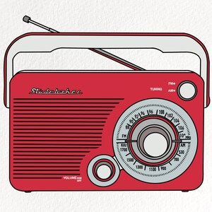 Printable Studebaker Radio Line Drawing | Red | 10x8 | Digital Download ...