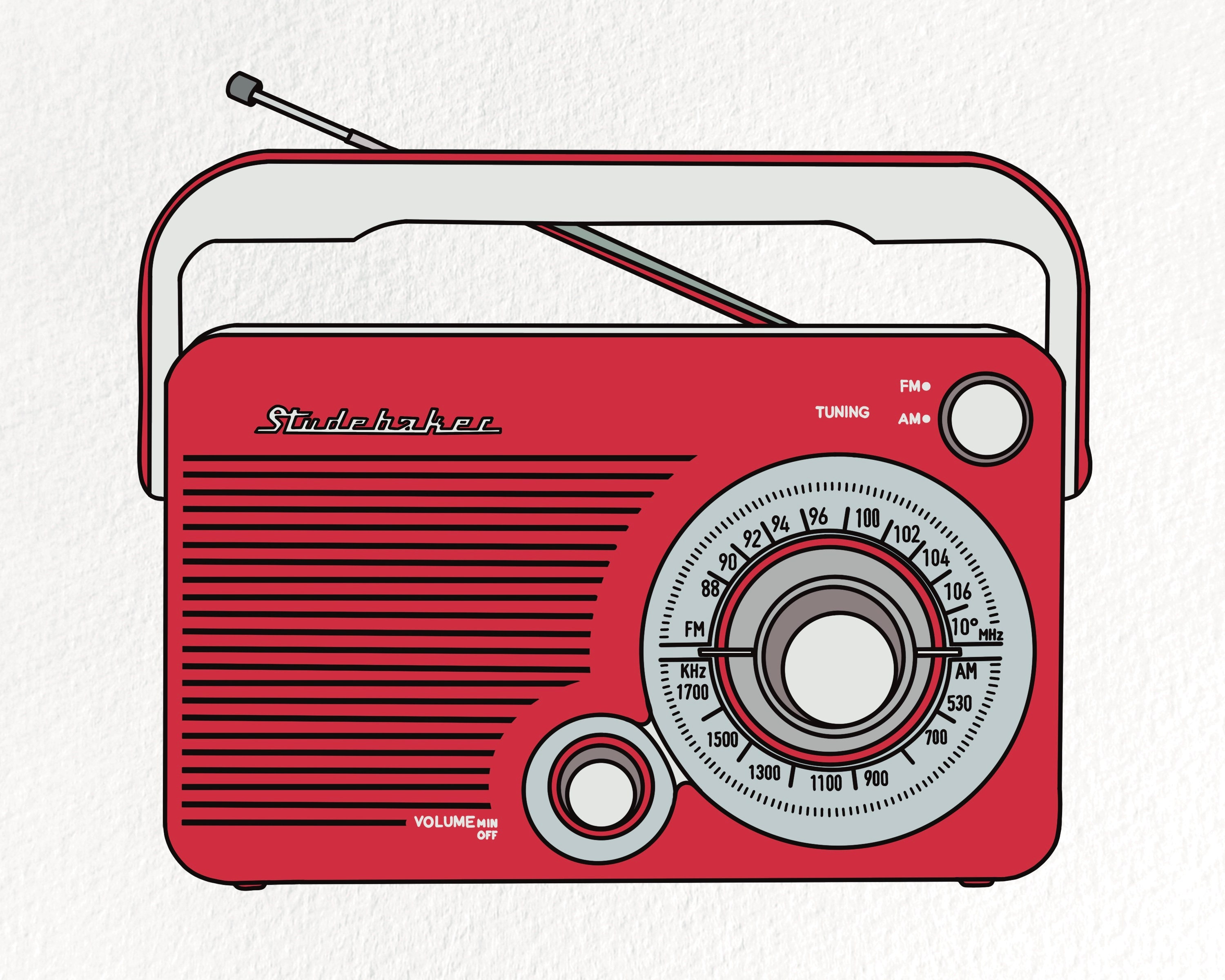 Printable Studebaker Radio Line Drawing | Red | 10x8 | Digital Download ...