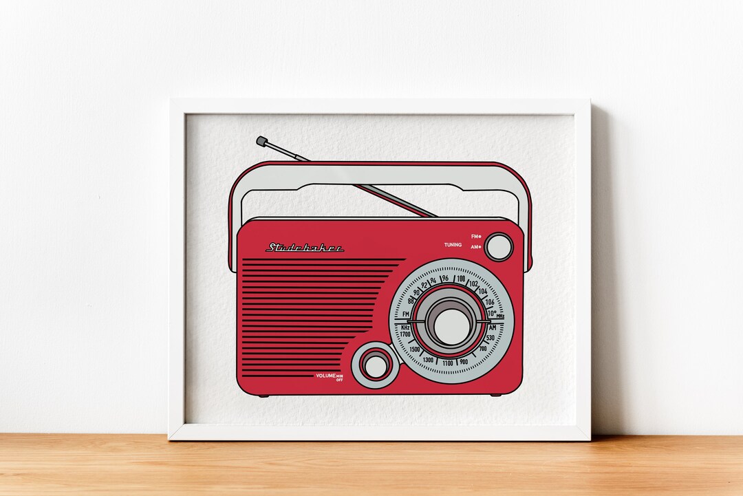 Printable Studebaker Radio Line Drawing | Red | 10x8 | Digital Download ...