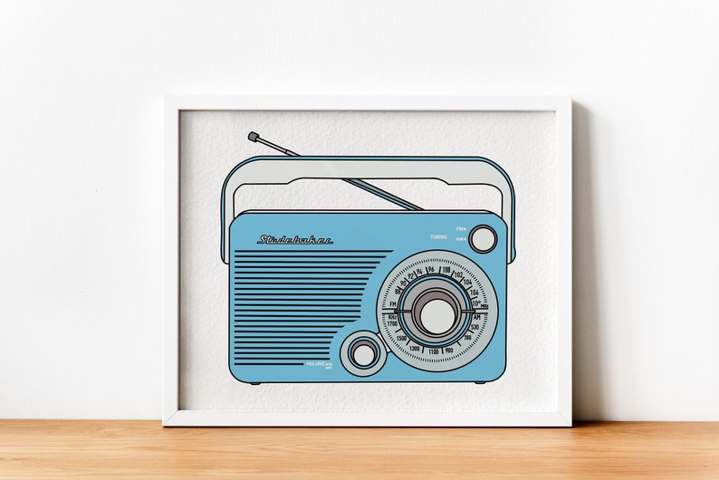 Printable Studebaker Radio Line Drawing | Blue | 10x8 | Digital ...