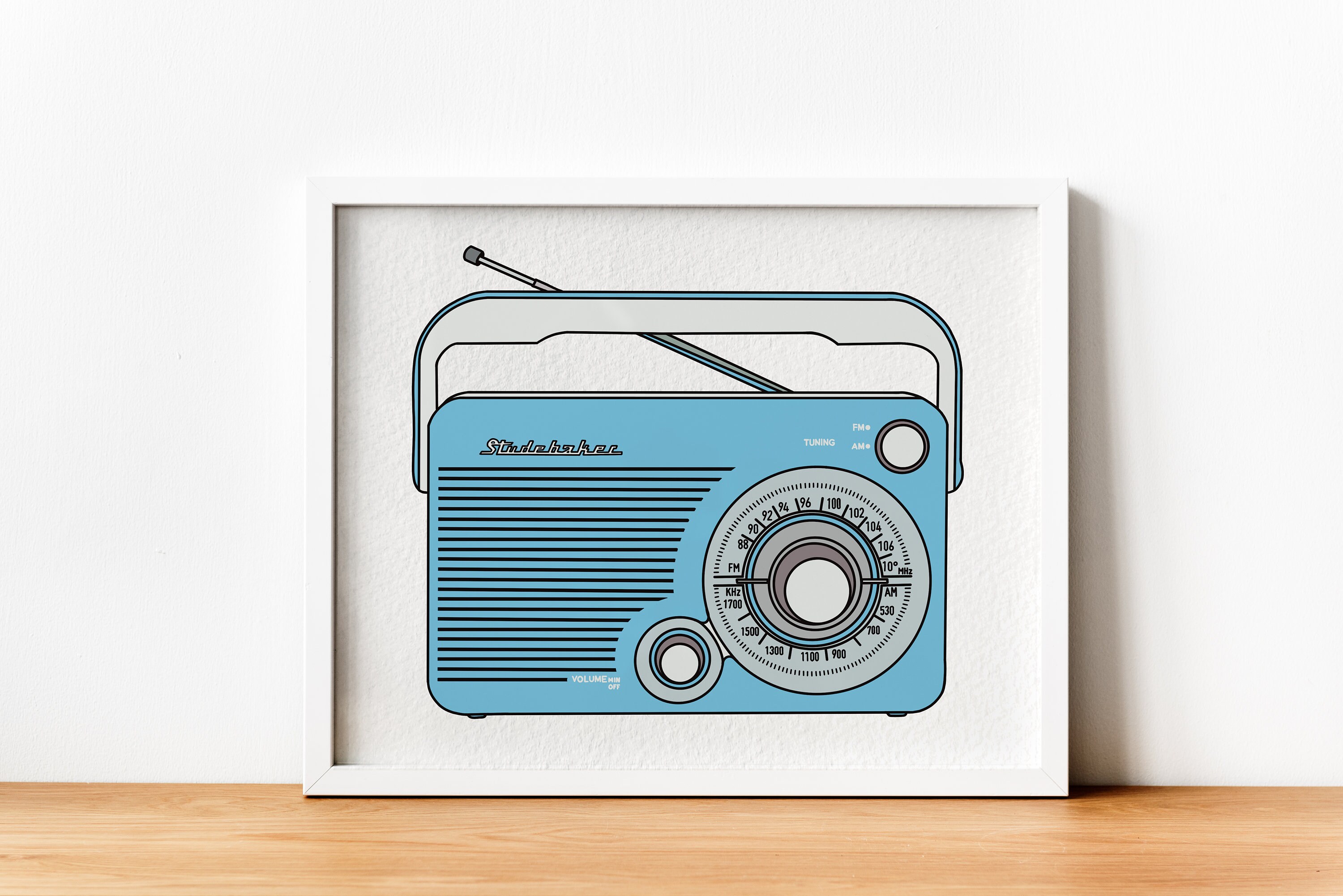 Printable Studebaker Radio Line Drawing Blue 10x8 Digital Download - Etsy