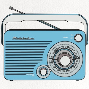 Printable Studebaker Radio Line Drawing | Blue | 10x8 | Digital ...