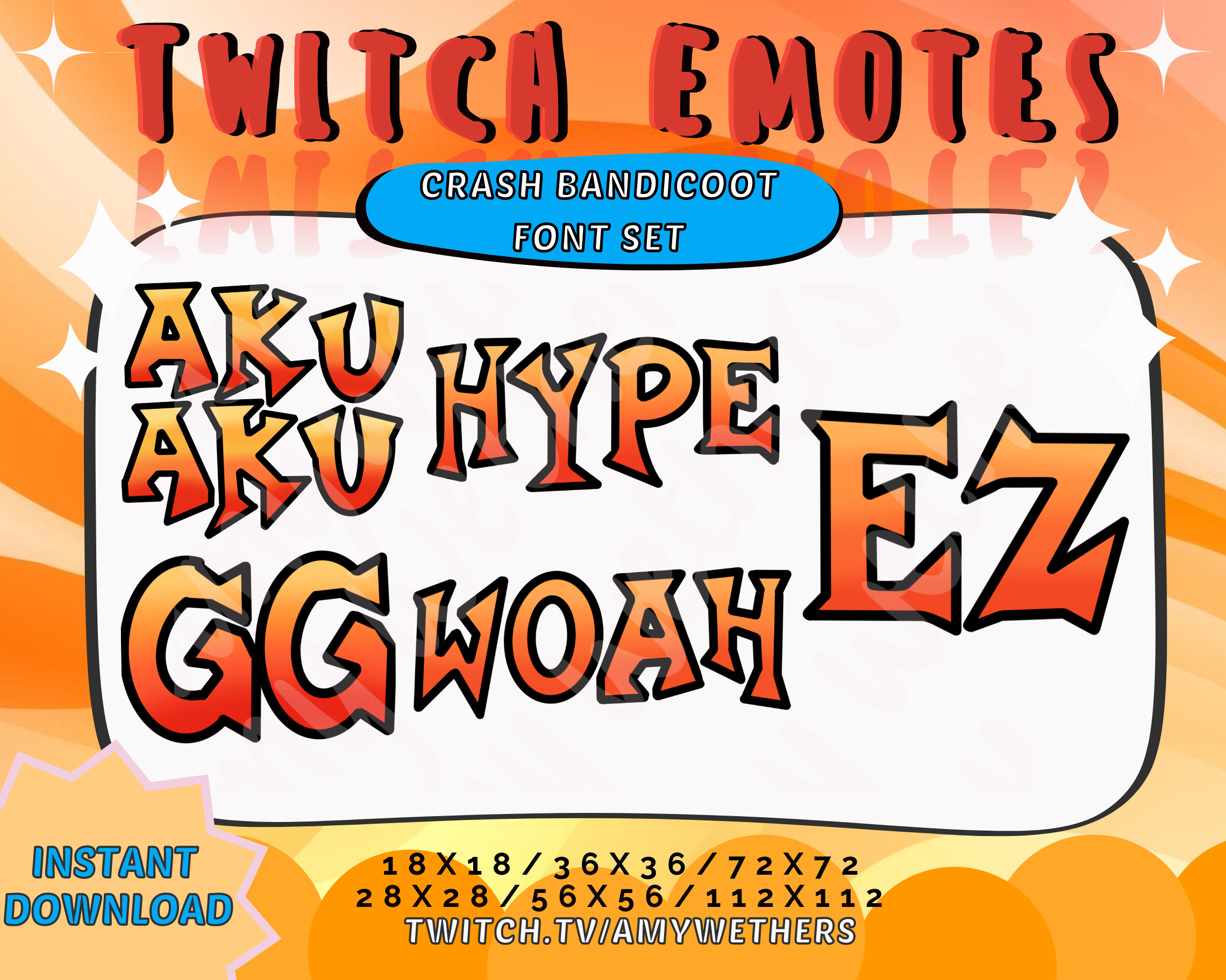 Crash Font Set Digital Art/ Emote for Twitch/ Discord/ Youtube - Etsy UK