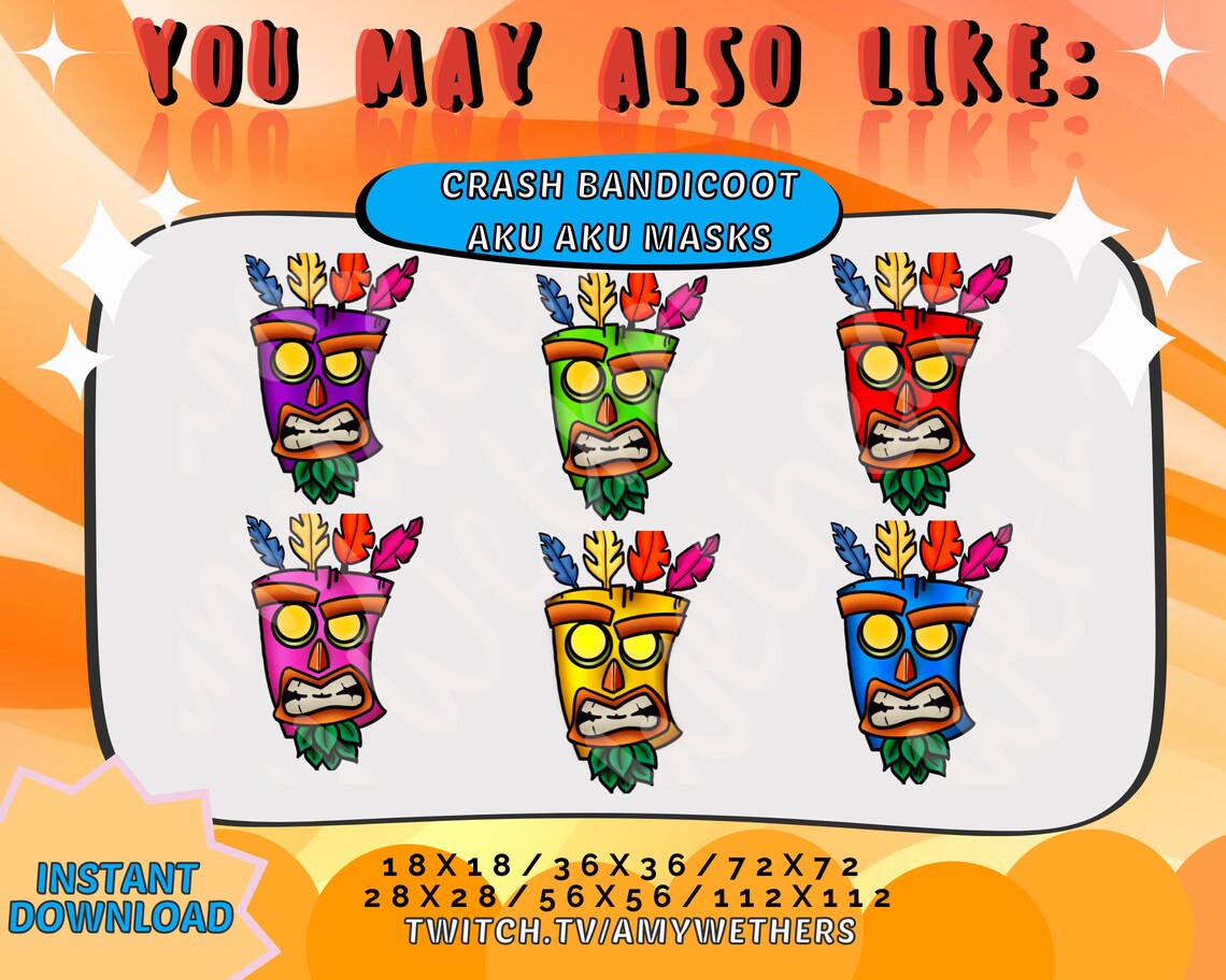 Crash Inspired Emote Set Raid/gg/ez/hype All Sizes: 112,72,56,36,28,18 ...