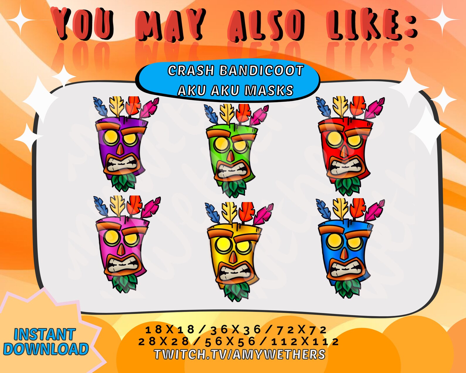 Crash Inspired Emote Set Raid/gg/ez/hype All Sizes: 112,72,56,36,28,18 ...