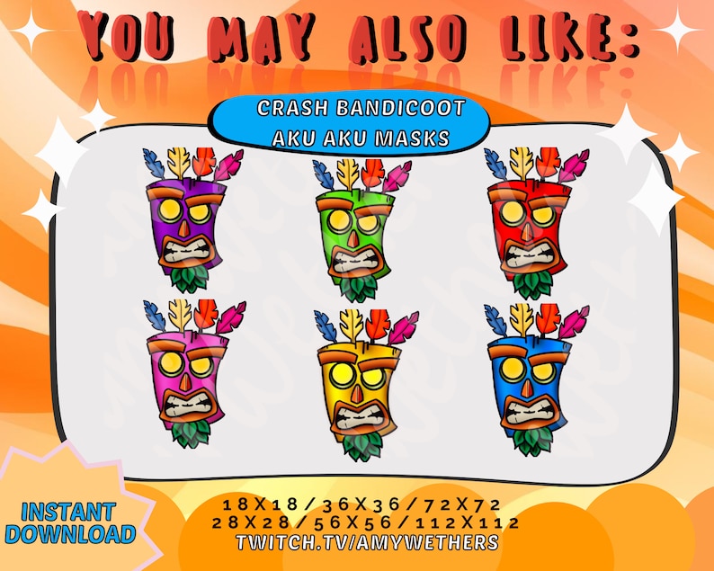 Crash Inspired Emote Set Raid/gg/ez/hype All Sizes: 112,72,56,36,28,18 ...