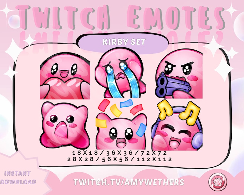Kirby 6 Emotes (mega Set) Heart, Shock, Cry, Hype, Shoot, Music ALL ...