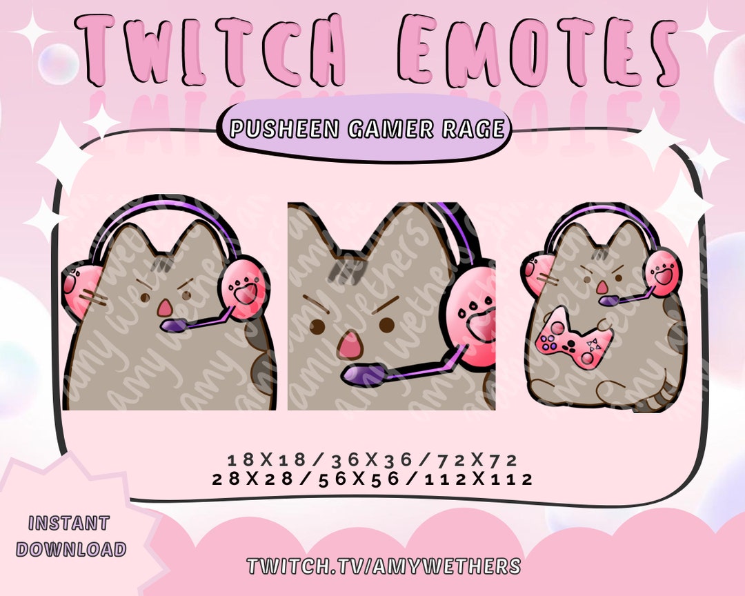 Gamer Kitty Rage Emote | Emote for Twitch/discord/youtube | Bit Badge ...