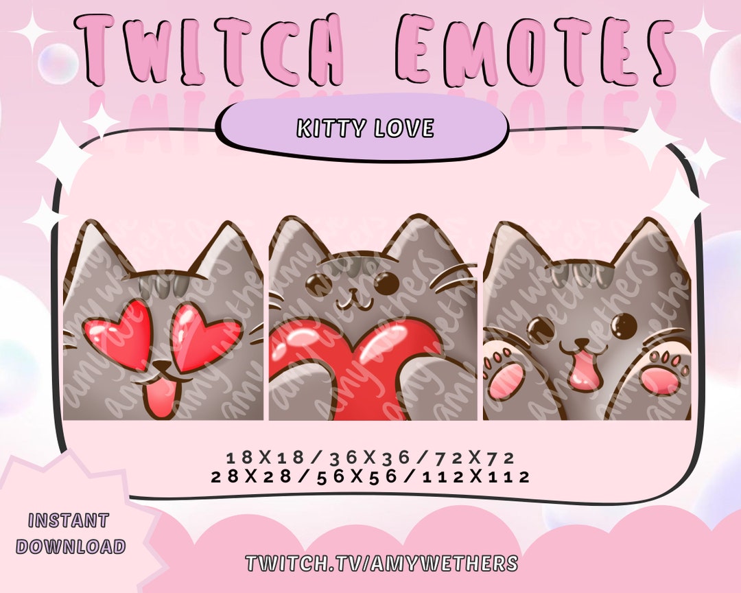 Brown Kitty Heart Emotes (set of 3) | Emote for Twitch/discord/youtube ...