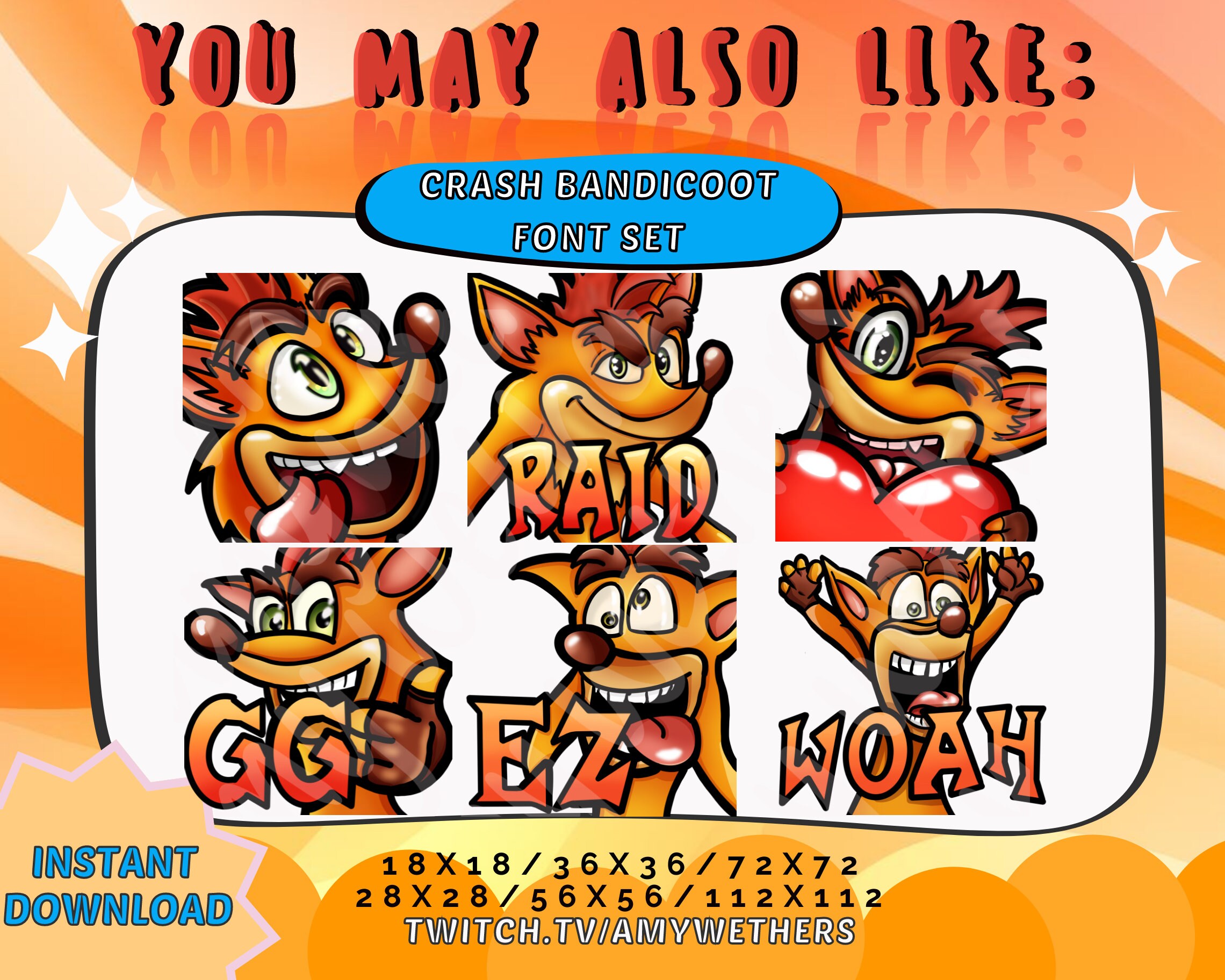 Crash Inspired Mega Emote Set: 24 FONT REACTIONS Streaming/discord - Etsy