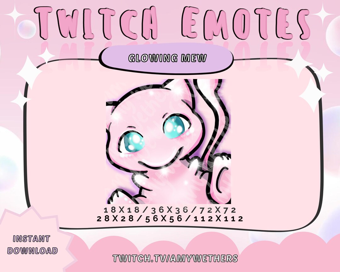 Glowing Mew Emote | Twitch/discord/youtube Subscriber Badge (digital ...