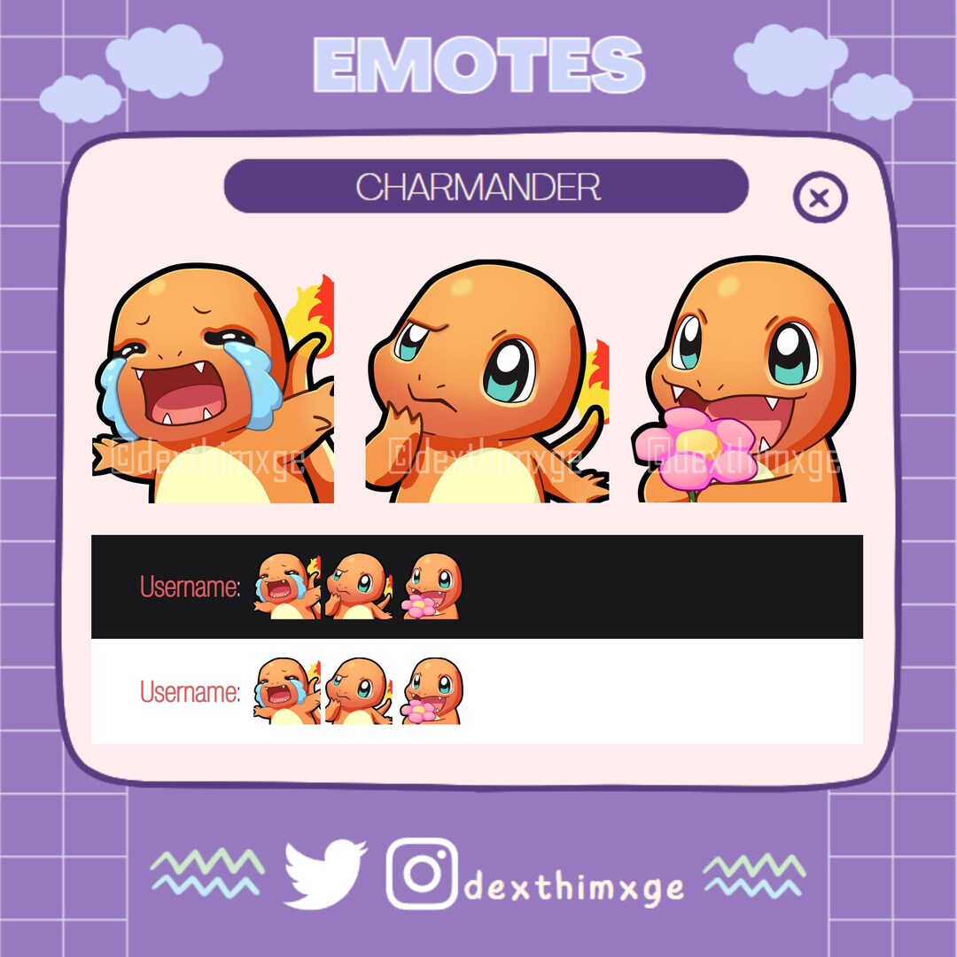 Charmander Pokemon Orange Lizard Emotes Twitch Discord Emotes Pack 3 ...
