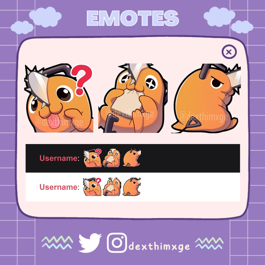 CSM Emotes - Twitch | Discord Emotes Pack (3) || Cute Aesthetic Kawaii ...