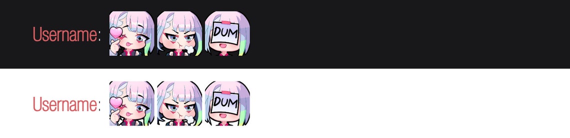 Cute Aesthetic Lucy Cyberpunk Emotes - Twitch | Discord Emotes Pack (3 ...