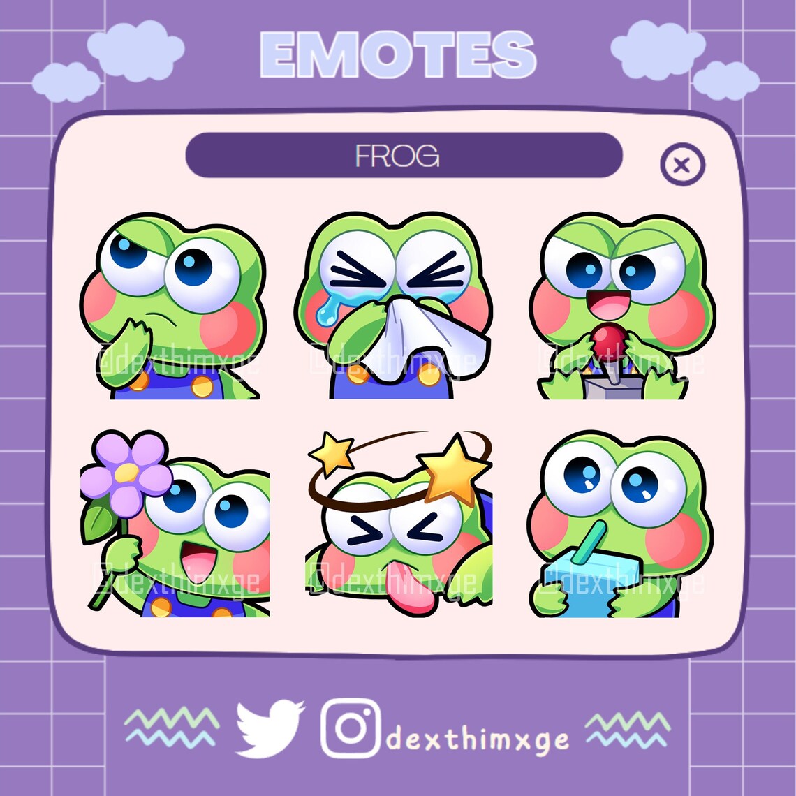 Frog Emotes Twitch Discord Emotes Pack 6 Cute Aesthetic Kawaii - Etsy