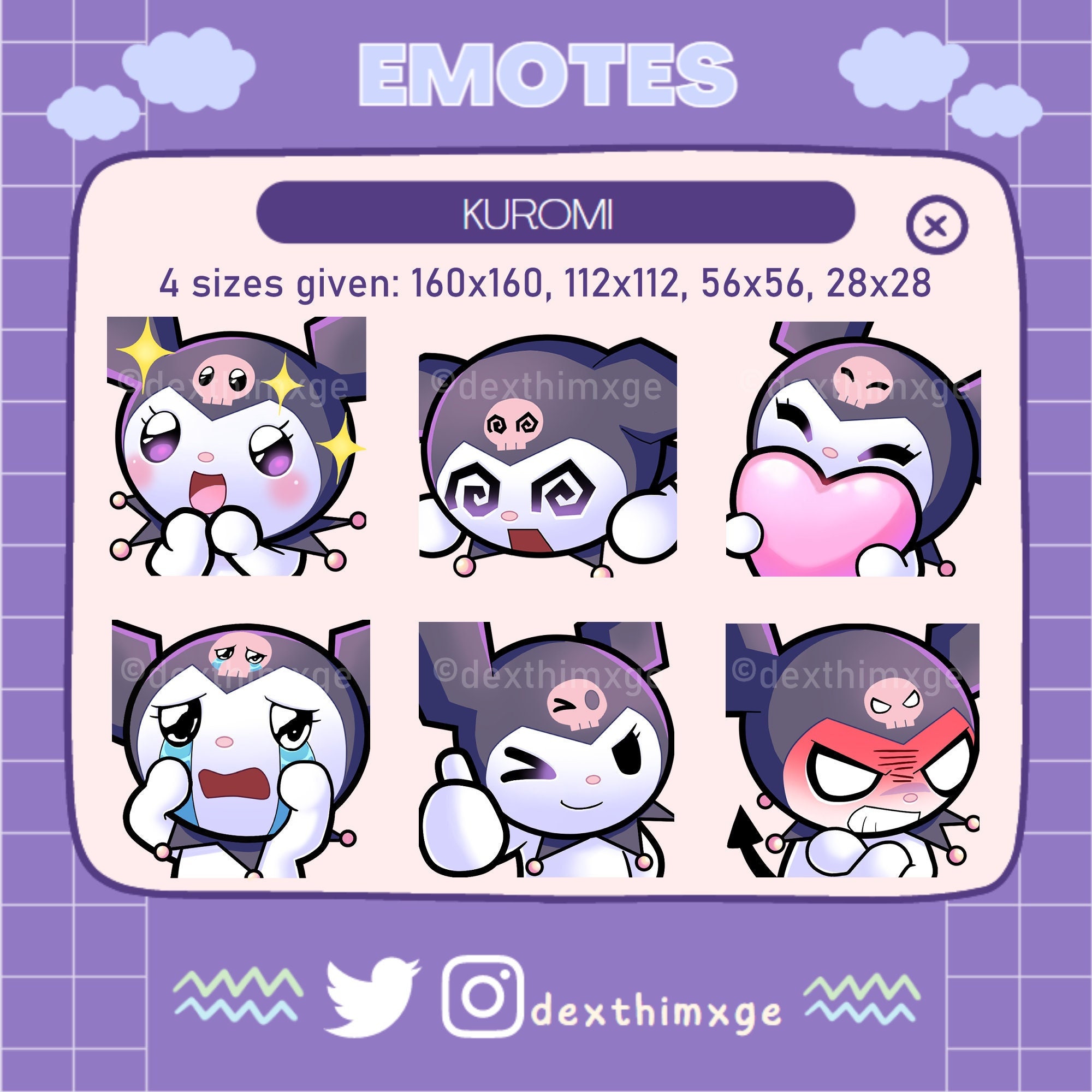 Kurómi Emotes Twitch Discord Emotes Pack 6 Kawaii - Etsy France Kurómi Emotes Twitch Discord Emotes Pack 6 Kawaii - Etsy France