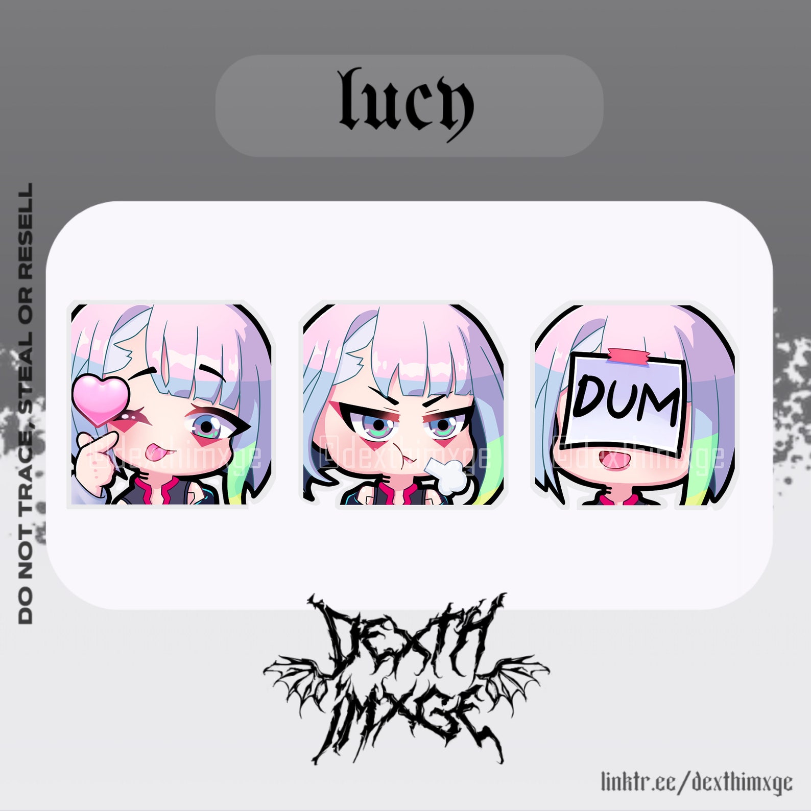 Cute Aesthetic Lucy Cyberpunk Emotes - Twitch | Discord Emotes Pack (3 ...