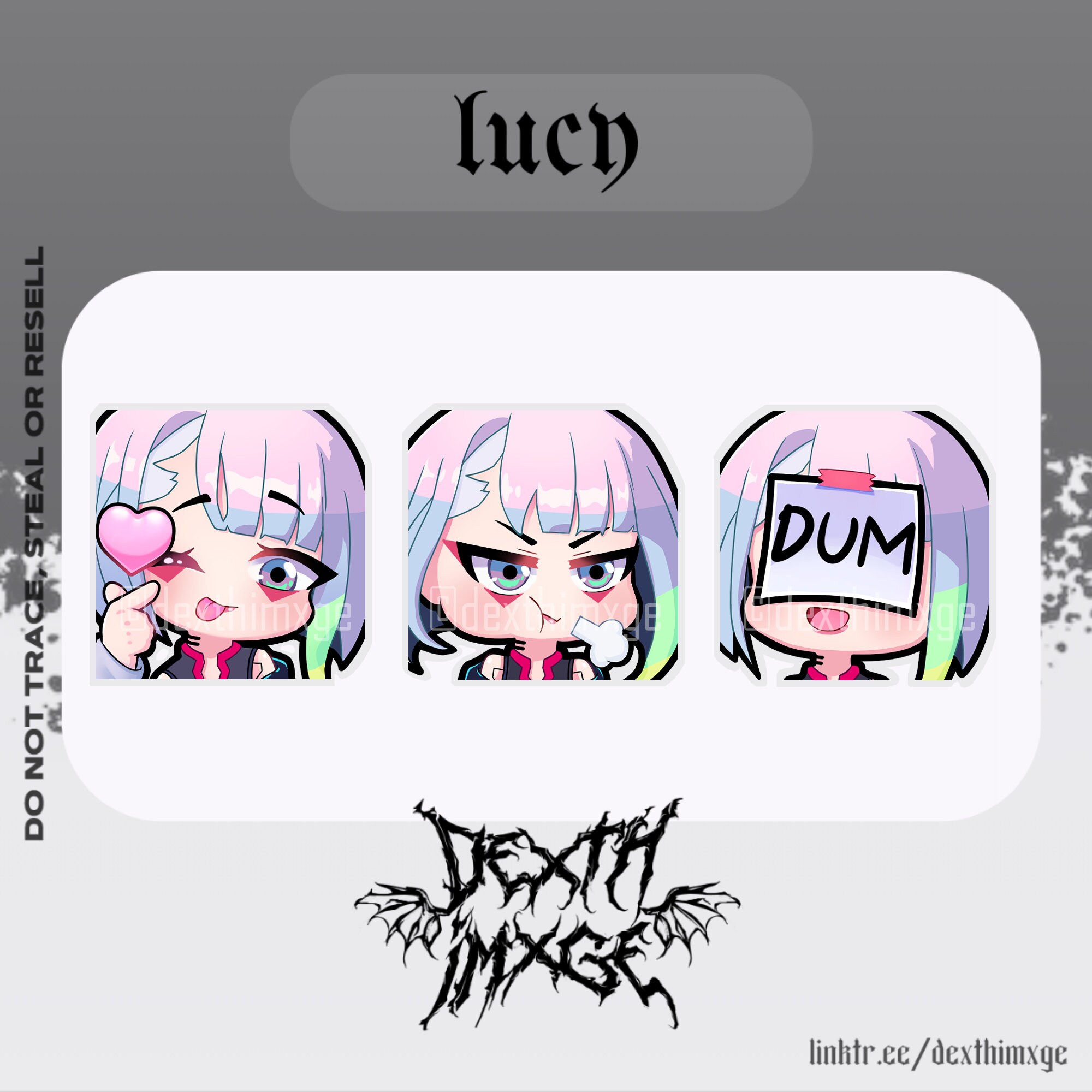 Cute Aesthetic Lucy Cyberpunk Emotes - Twitch | Discord Emotes Pack (3 ...