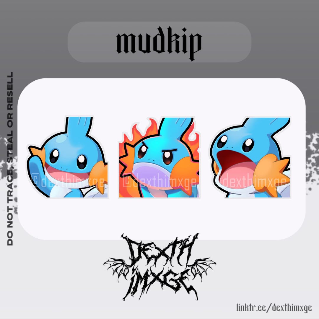 Mudkip Emotes - Twitch | Discord Emotes Pack (3) || Cute Aesthetic ...