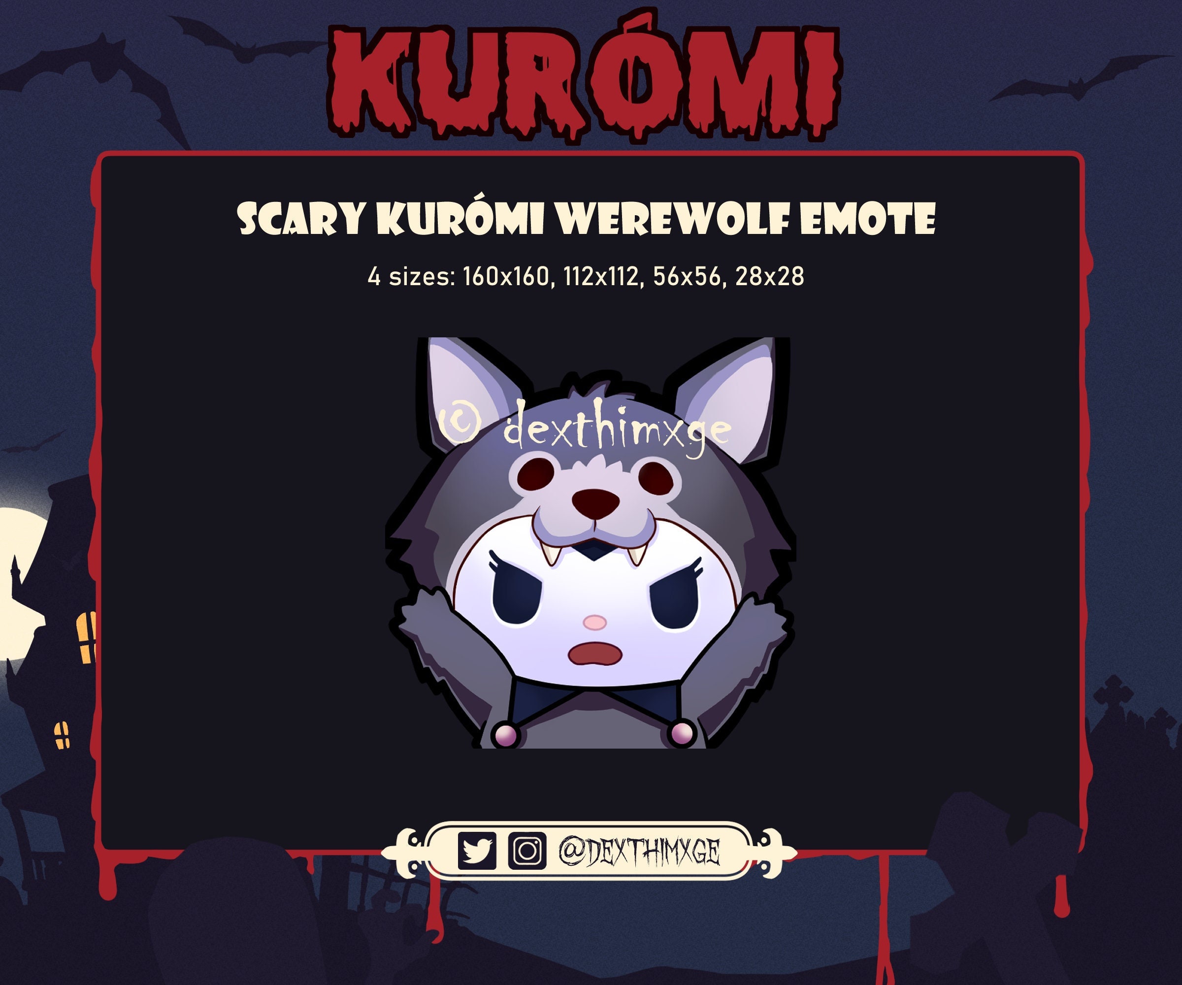 Spooky Halloween Kurómi Werewolf Emote Twitch Discord - Etsy Canada