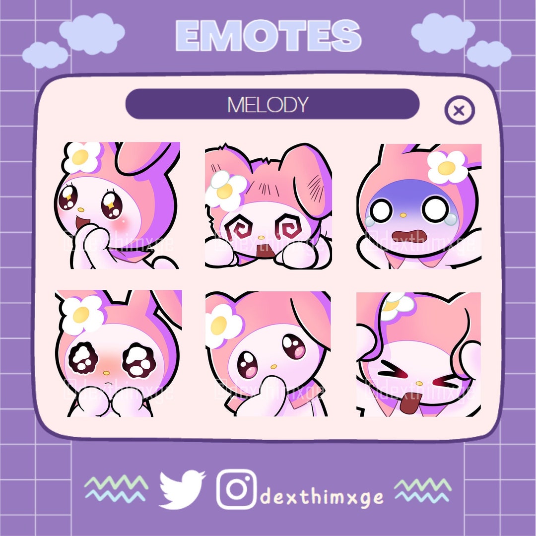Melody Emotes Twitch Discord Emotes Pack 6 Cute Aesthetic Kawaii - Etsy