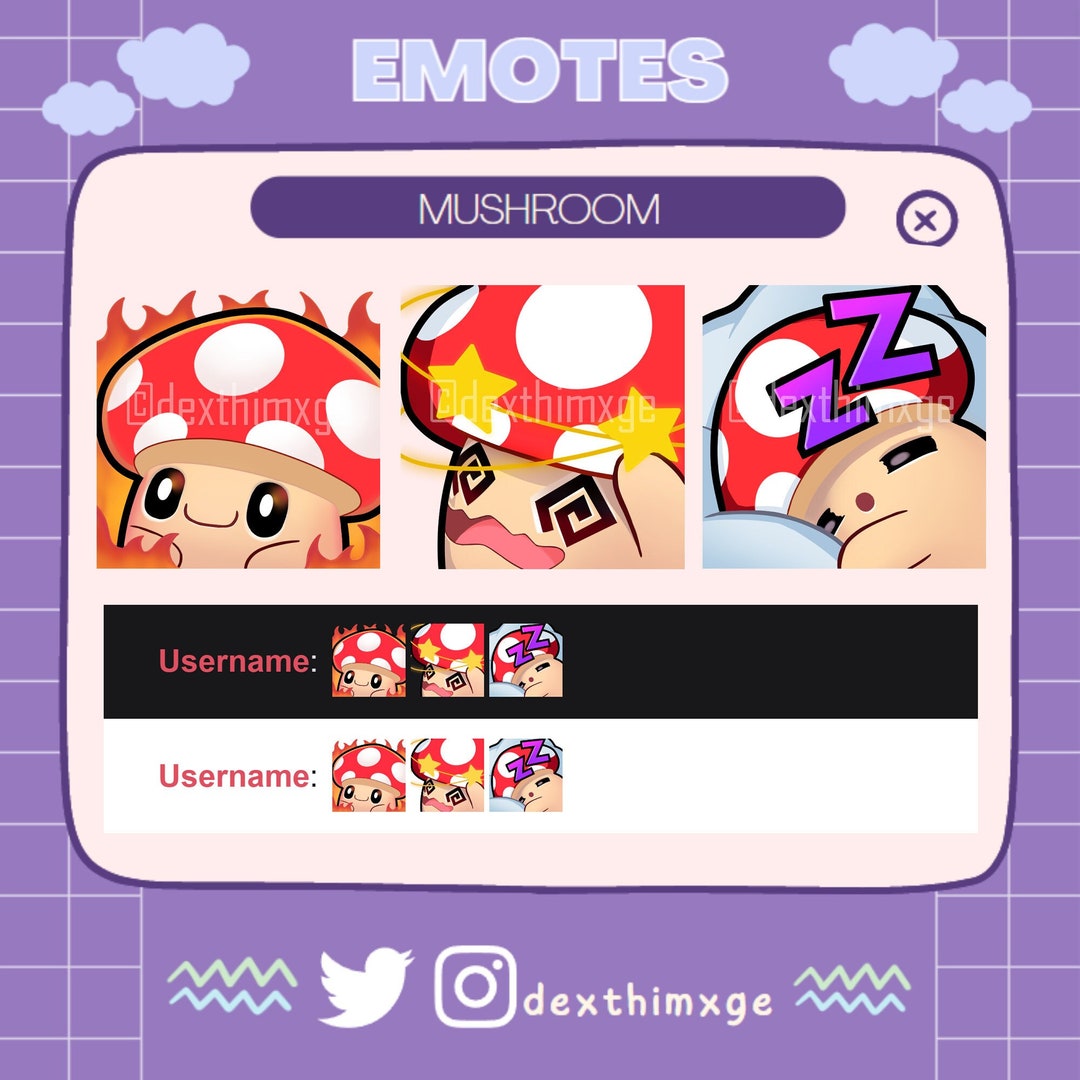 Mushroom Emotes - Twitch | Discord Emotes Pack (3) || Cute Aesthetic ...