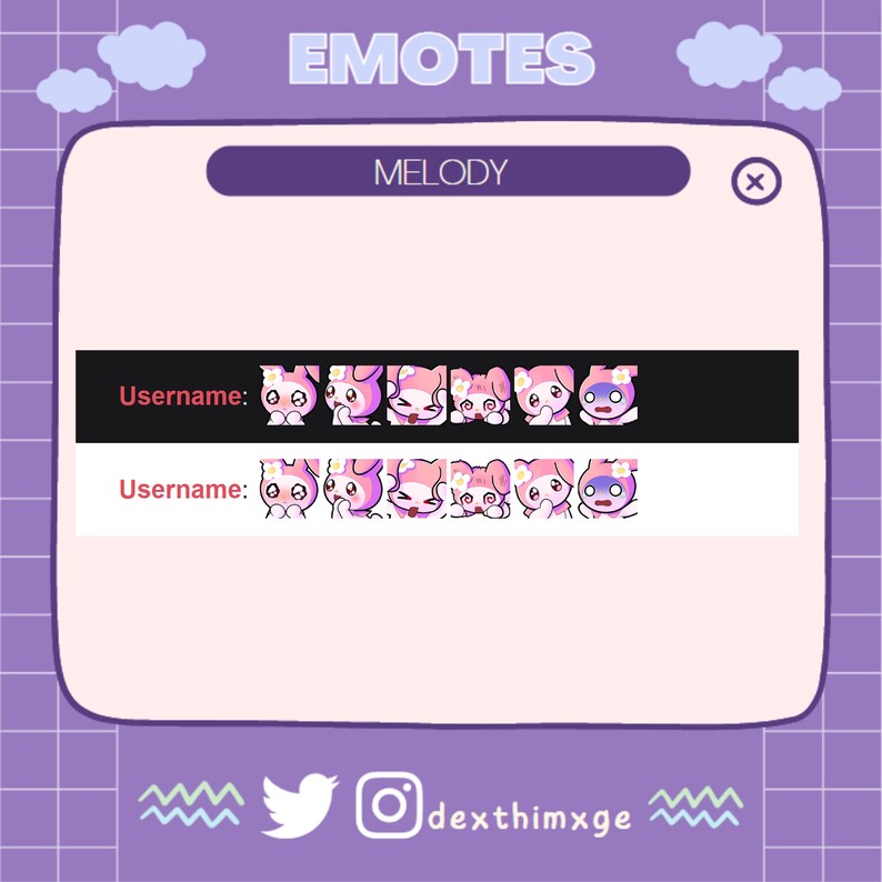 Melody Emotes Twitch Discord Emotes Pack 6 Cute - Etsy