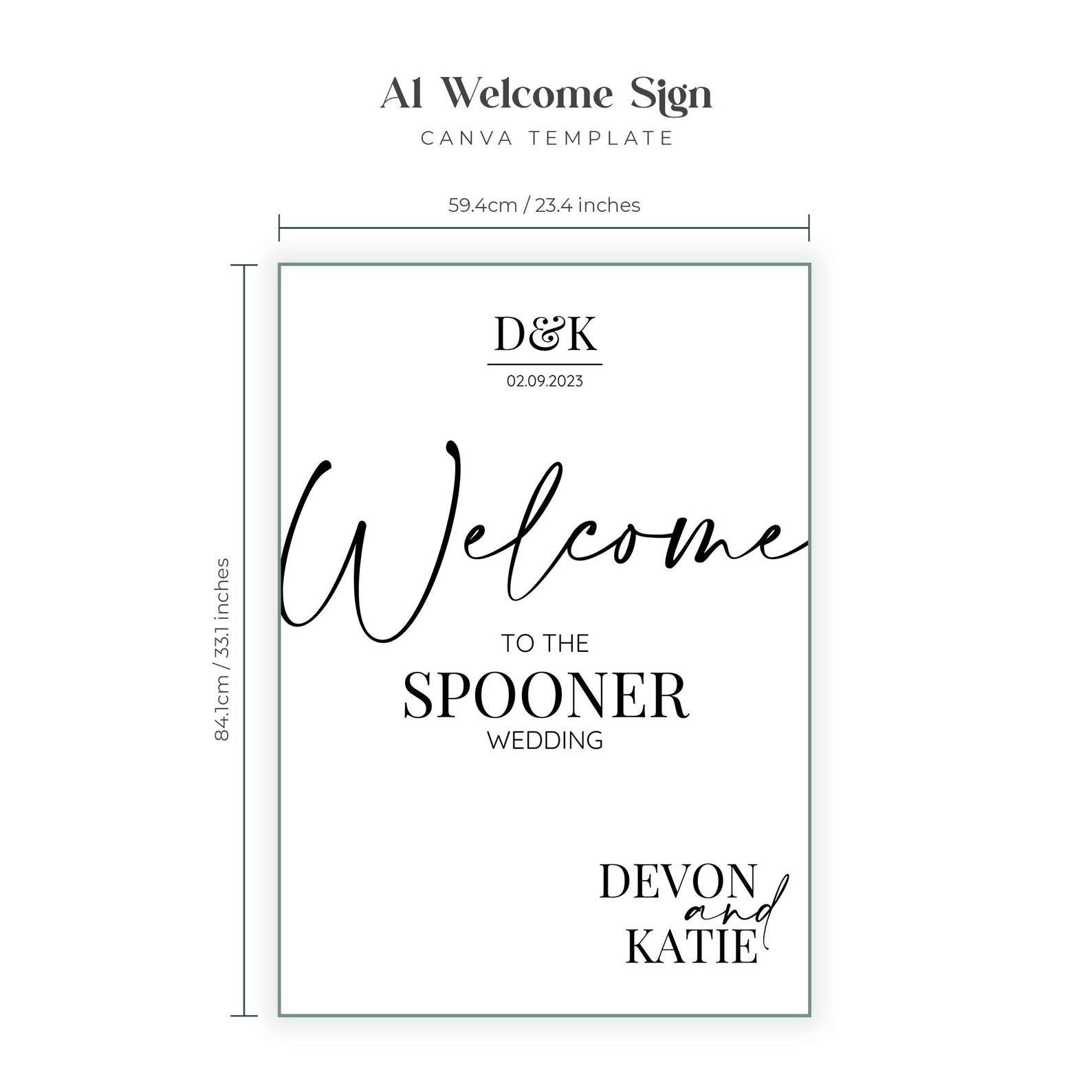 Modern Elegance Wedding Welcome Sign Editable Canva Template Instant ...